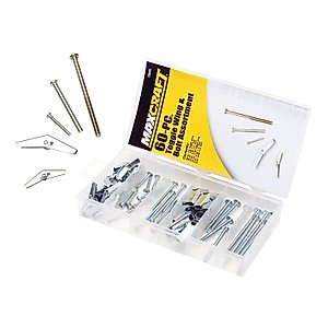 Maxcraft 7698 Toggle Wing and Bolt Assortment, 60-Piece