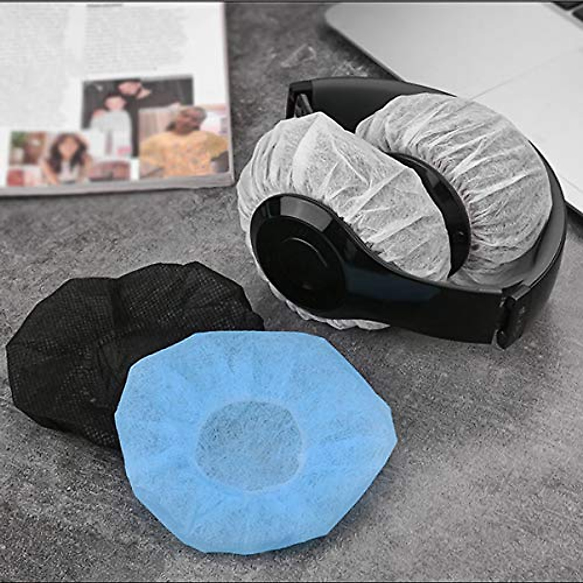Healifty Headphone Covers 50pairs Sleeve Disposable Ear Most Stretchy Woven Nonwoven Headphones for Non- on Fit White Earpad Sweatproof Cover, Protector Earpads Covers Headphone of