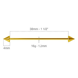 4pc Industrial Barbells 16g 38mm 1 1/2 Surgical Steel Straight Ear Bar Piercing Jewelry Spikes Pack