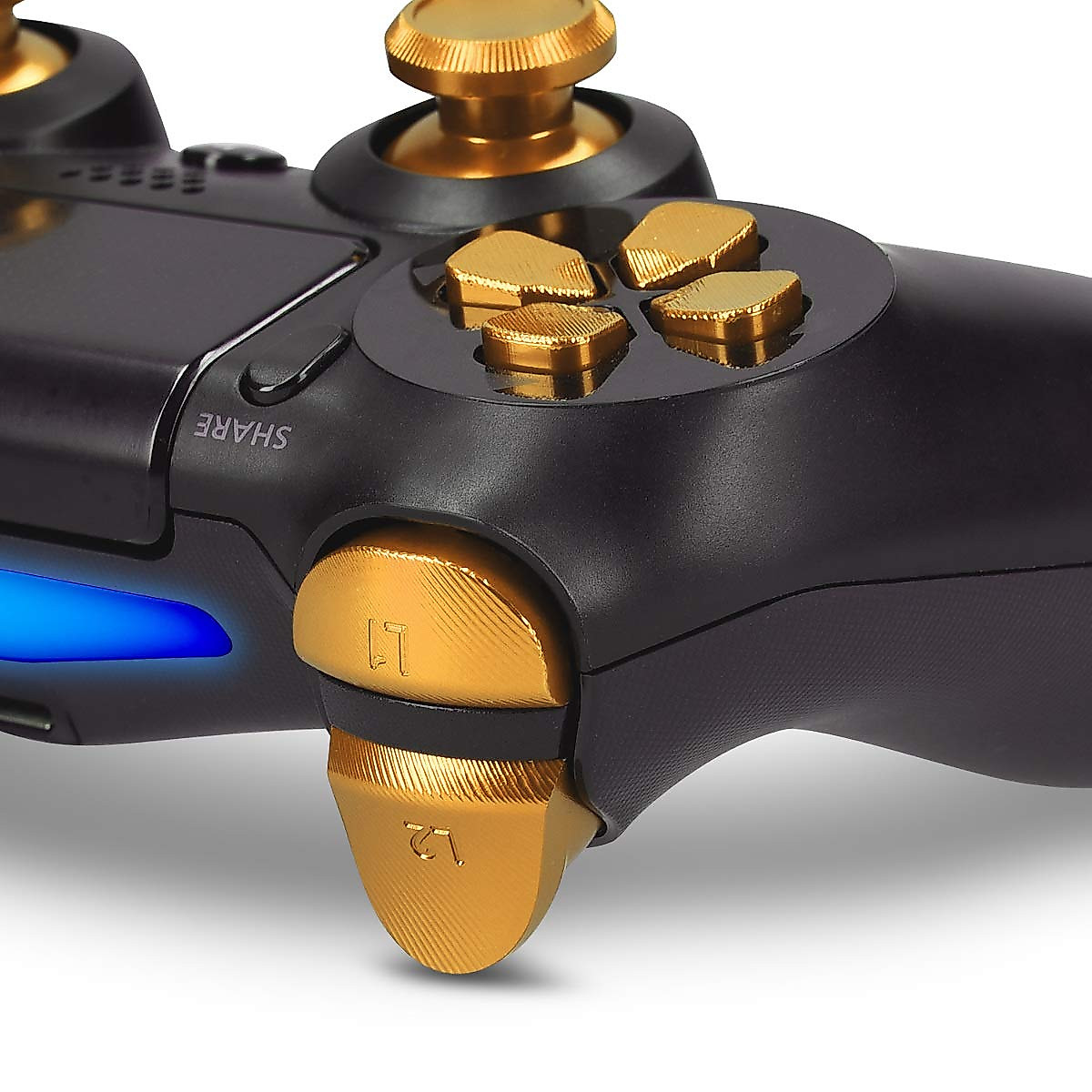 kwmobile Controller Button Replacement Set - Compatible with Playstation 4 Pro / PS4 Slim Controller (Gen 2) - Custom Aluminum Metal Repair Parts