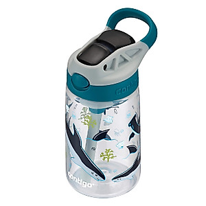 Kids Water Bottle with Redesigned AUTOSPOUT Straw, 14 oz., Shark - 1
