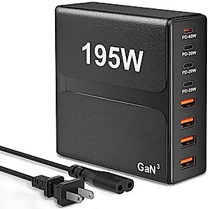 USB C Charger,195W 8-Port USB C Charging Station, 65W Type C Fast Charging Laptop GaN Power Adapter Compatible with MacBook Pro/Air, iPad Pro,iPhone 14 13 12 Pro Max,Galaxy,Steam Deck,ect