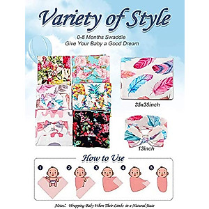 Newborn Receiving Blanket Headband Set - Unisex Soft Baby Swaddle Girl Boy Gifts (Feather+Sloth)