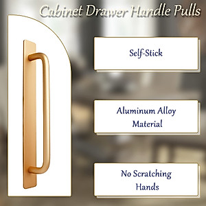 Auvotuis 2Pcs 8.3 Inch Self-Stick Instant Cabinet Handles, Aluminum Alloy Drawer Push Pull Handles Barn Door Handle Helper with Adhesive for Sliding Door, Closet(Silver)