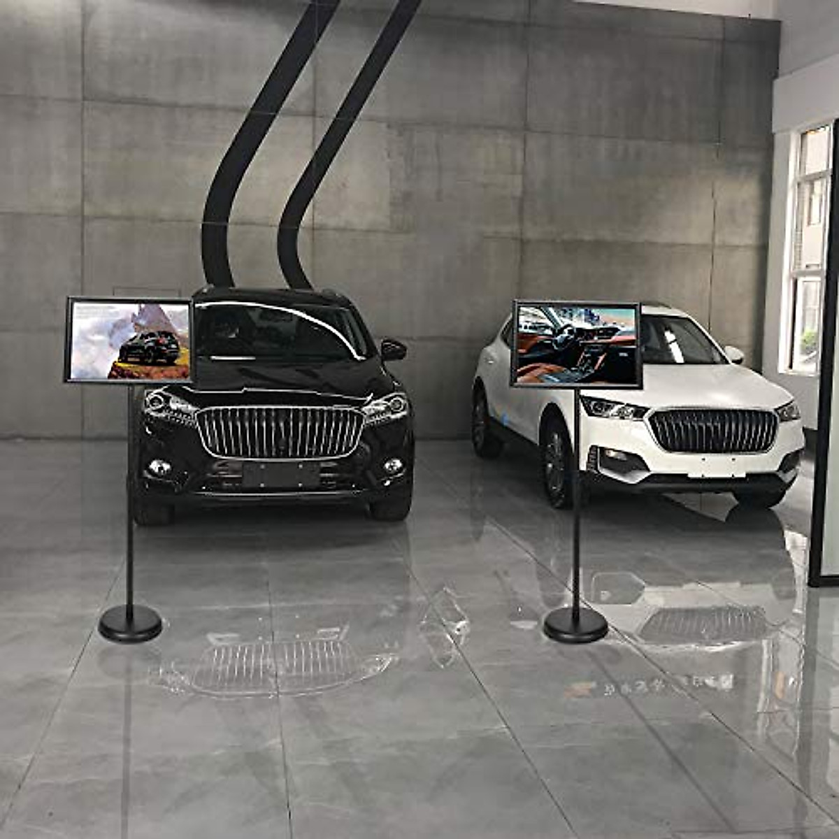 KOOV Poster Sign Stand 8.5 x 11 Inches Floor Standing Sign Holders, Adjustable Pedestal Poster Stand with Heavy Duty Round Base Both Vertical and Horizontal Sign Displayed, Black