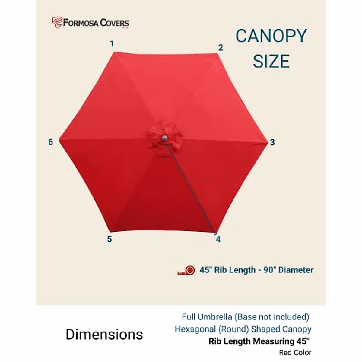 Formosa Covers 7.5 ft Outdoor Patio Umbrella Market Style with Crank & Tilt, Aluminum Anti-Rust Pole with Flexible Fiberglass Ribs - Perfect for Patio, Deck, Small Bistro, and Pool - Red