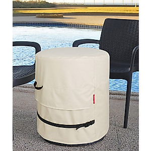 Porch Shield Patio Round Cooler Bar Table Cover - Waterproof Outdoor Ottoman Coffee Side Table Cover - 19.5D x 21H inch