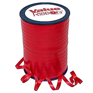 Value Ribbon Crimped 3/16" X 500 YD Birthday Decorations Curling Ribbon for Gift Wrapping, Red Ribbons for Crafts, Art Supplies and Birthday Gifts for Women and Men Gift Cards
