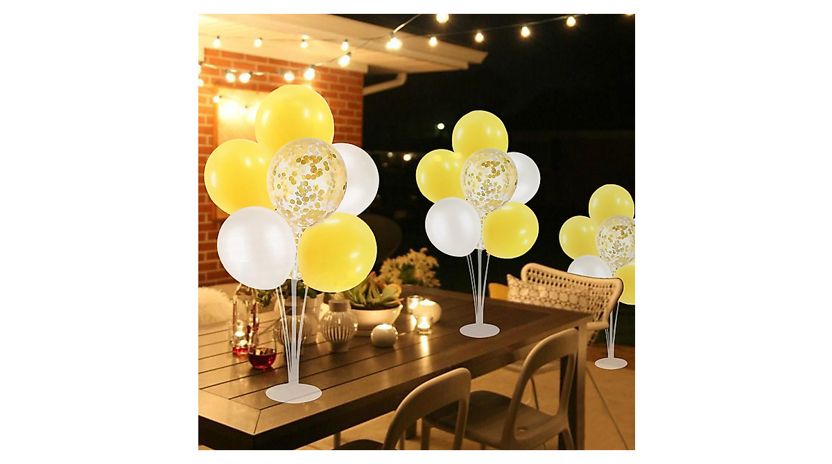 Yellow & White Balloon Stand Set - Bee & Daisy Party Decor