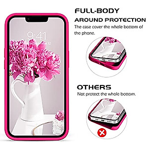 DOMAVER for iPhone 13 Case Silicone Soft Gel Rubber Microfiber Lining Cushion Protective Cover for iPhone 13- Hot Pink