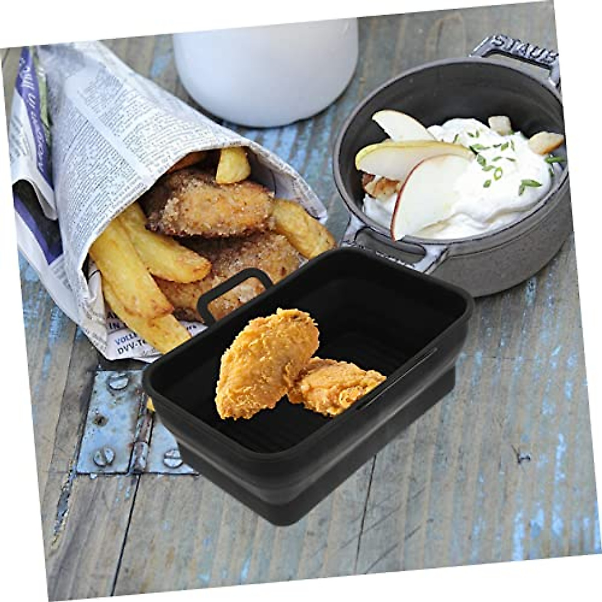 KICHOUSE 2pcs Air Fryer Liner Portable Air Fryer Oven Air Fryer Silicone Bakeware Baking Pan Basket Inner Pot for Air Fryer Air Fryer Parchment Paper Portable Pot Mat Air Fryer Inner Pad