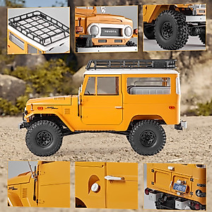 BEEZRC FMS 1/10 RC Crawler FJ40 Toyota Licensed RS 4WD 2.4G Model Car Hobby 4x4 RC Rock Crawler RC Car Offroad RC Truck Remote Control Car with Transmitter for Adults(Yellow) FMS11035RSYL
