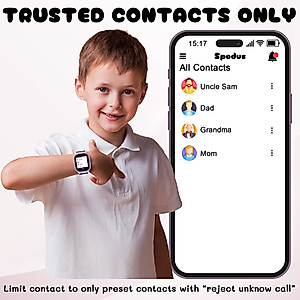 Spodus Smart Watch for Kids with GPS Tracker Cell Phone Watch for Girls 5-12 Video Call Watch with One-Key SOS Call Pedometer Alarm for Kids (Including SIM Card)