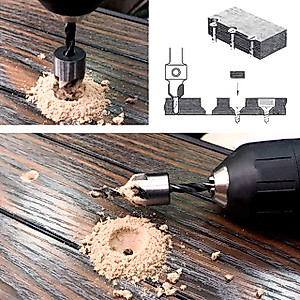 KEWAYO Countersink Drill Bits Set - 7Pcs High-Speed Steel Counter Sink Bits for Woodworking Carpentry, Includes 1 Free Hex Key Wrench