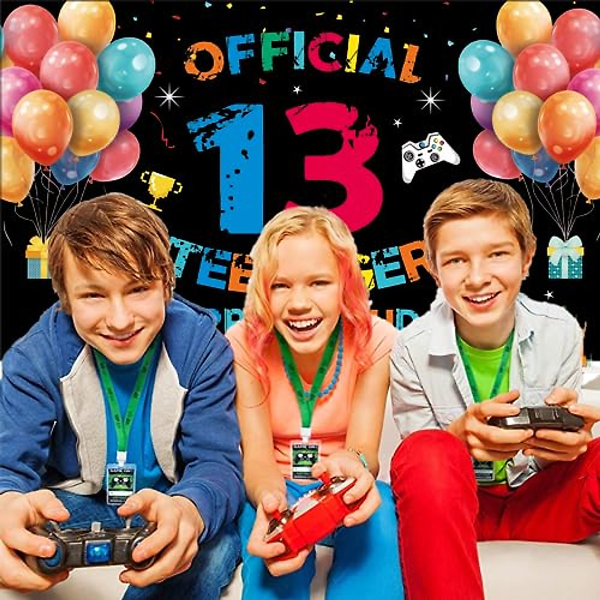 13th Official Teenager Backdrop 13th Birthday Decorations for Boys Girls 13 Year Old Birthday Party Decorations Banner Thirteenth Party Yard Sign Photo Booth Props Decor Fabric 6x4ft