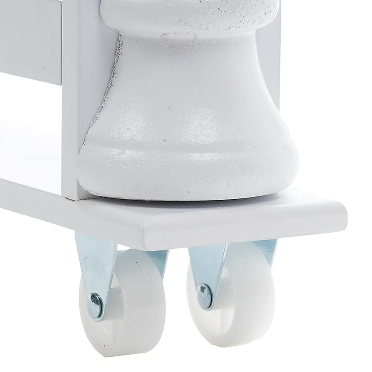 The Lakeside Collection Slim 4 Tier White Wooden Storage Rack Cart on Wheels for Small Spaces, Kitchen, Bathroom Laundry Room Organization