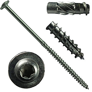 Jake Sales #15 x 6" Construction Lag Screw Stainless Steel T-30 Torx/Star Drive Heavy Duty Lag Screw Far Superior to Common Lag Screws (100 Screw Count) Modified Truss Washer Head