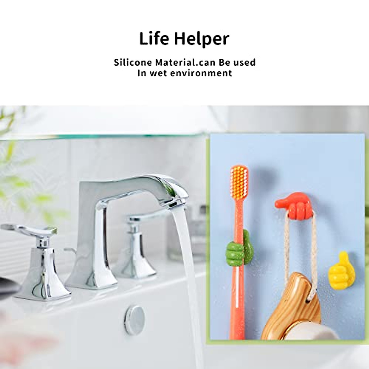 18PCS Silicone Thumb Wall Hooks, Creative Multi-Function Self-Adhesive Thumb Cable Organizer Clips, Key Hook Wall Hangers, Multi-Function Wall Storage Hooks for Bedroom Car Charging Data Cable