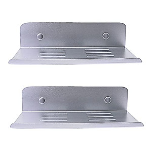 SinLoon 7.8 Inch Small Shelf in Flat Satin Aluminum Bathroom Shelf Wall Mount for Small Speaker Smartphone, Tablet, Toiletries Silver 2 Pack