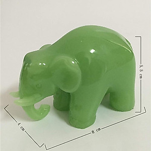 Seyee-bro Glowing Man-Made Jade Stone Ornament Craft Elephant Statue Sculpture Animals Figurines for Home Office Decoration Garden Statues