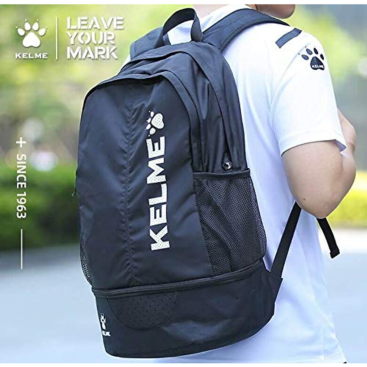 KELME Sports Soccer Bag - Backpack for Adults and Kids – Separate Cleat and Ball Holder for Basketball, baseball & Football (Blue/Orange, Adults)