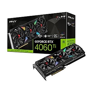 PNY GeForce RTX™ 4060 Ti 16GB XLR8 Gaming Verto™ RGB Triple Fan OC Graphics Card DLSS 3 (ARGB, 128-bit, PCIe 4.0, GDDR6, HDMI/DisplayPort, Supports 4k, 2 Slot)