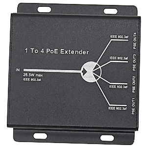 POE Extender RJ45 4-Port 10/100M IEEE802.3at (Power-in) to IEEE802.3af (Power-Out) for Ethernet/PoE Power AP, IP Camera, IP Telephone and Other Network equipments