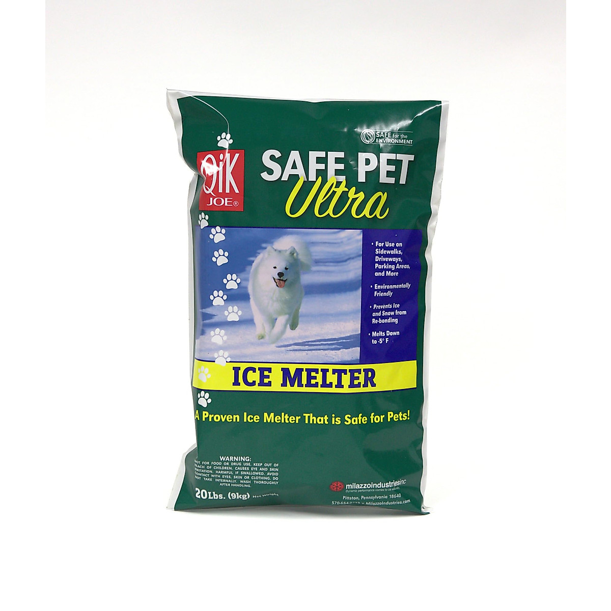 Qik Joe Safe Pet Ultra Instant Snow and Ice Melt for Sidewalks, Driveways, Steps, and Parking Lots, Deicer for Concrete, Asphalt, Wood, and Other Surfaces, Effective to -5 Degrees (20 Lbs.)