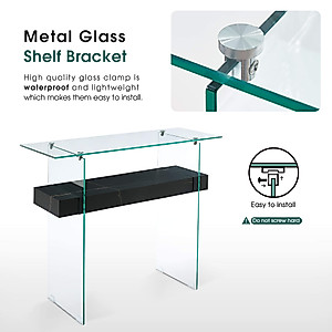 ivinta Glass Console Table with Storage, Small Black Faux Marble Entryway Table for Living Room, 39.4" Modern Sofa Table for Foyer, Hallway, Bedroom