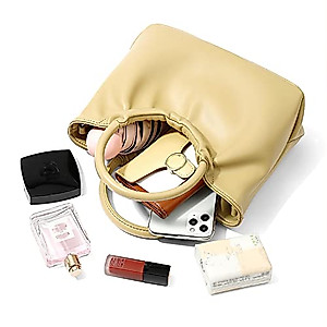 NVKIC Small Crossbody Bags for Women Soft PU Leather Cute Totes Trendy Retro Removable Strap Shoulder Handbag Mini Bucket Purse Yellow Color