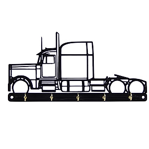 18 Wheeler Semi Truck Big Rig Key Rack Hanger Holder for Wall Entryway Organization Housewarming New Home Gift - 8" x 4" x 3/16" -Five Hooks