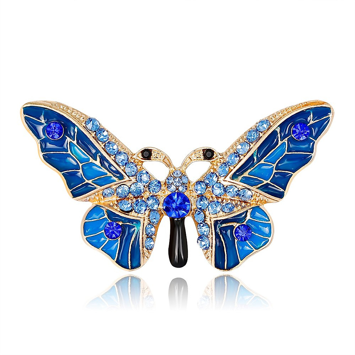 Butterfly Brooch pins Women Enamel Insect Pin Lapel Pin Safety Pin (Blue)
