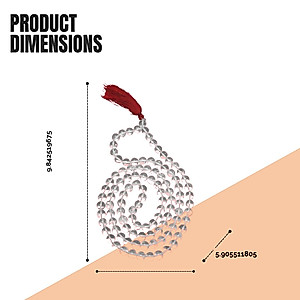 DHYANARSH Natural & Laboratory Tested Certified Original Sphatik/Crystal Agate Mala/Necklace (108+1 Beads) Healing Gemstone Necklace Mala for Unisex