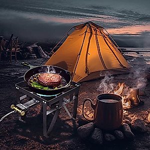 Vivicreate 185000 BTU Super Heavy Duty Square Outdoor Propane Gas Camping Range Camp Hiking Garden Grill Side Burner Stove Fish Turkey Fryer Estufa