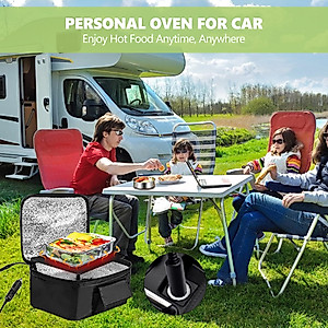 Portable Oven, 12V Car Food Warmer, Mini Microwave for Cooking & Reheating Food, Electric Heated Lunch Box for Travel, Camping, Office, Home