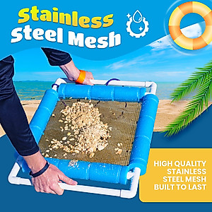 RELODECOR Beachcombing Shark Tooth Sifter - Lightweight Sand Sifter for Shark Teeth and Fossil Hunting, Durable with Comfortable Grip and Wrist Strap (Large)