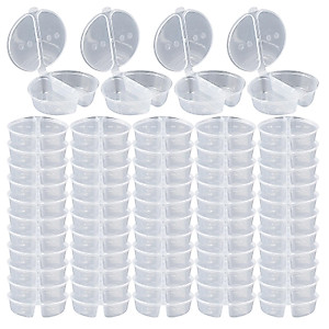 YTGOCN 100 Transparent Condiment Containers Double Condiment Containers With Hinged Lids, Small Snack Containers For Dips, Portable Seasoning Containers