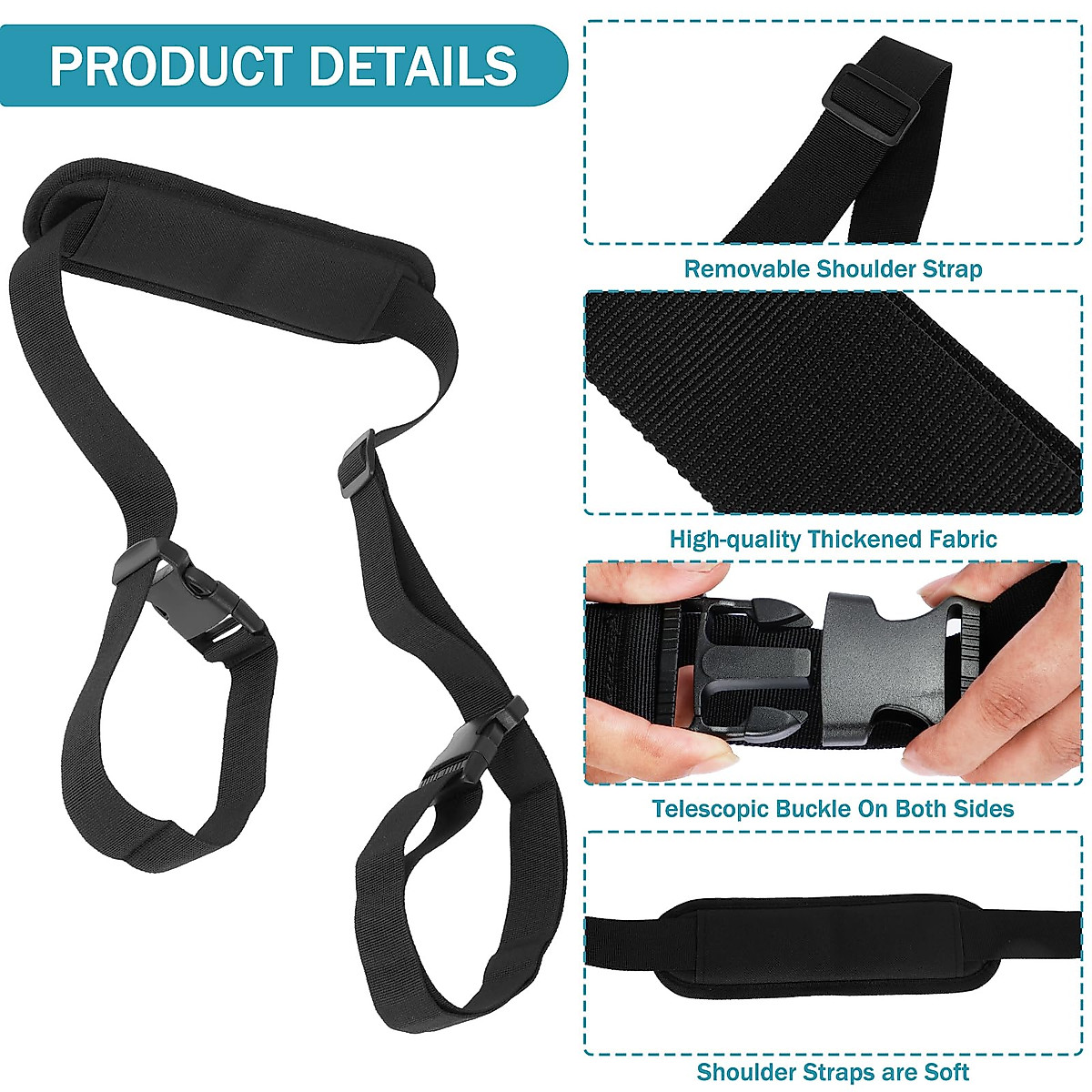 4 Pcs Beach Chair Folding Chair Carry Strap Set, Thick Camping Chair Strap Polyester Backpack Shoulder Strap Kit Folding Chair Carry Strap Replacement with Retractable Buckle for Outdoor Camping