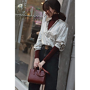 Women Handbags Leather Designer Top Handle Bags Crocodile Pattern Crossbody Shoulder Bags Wine Red Medium