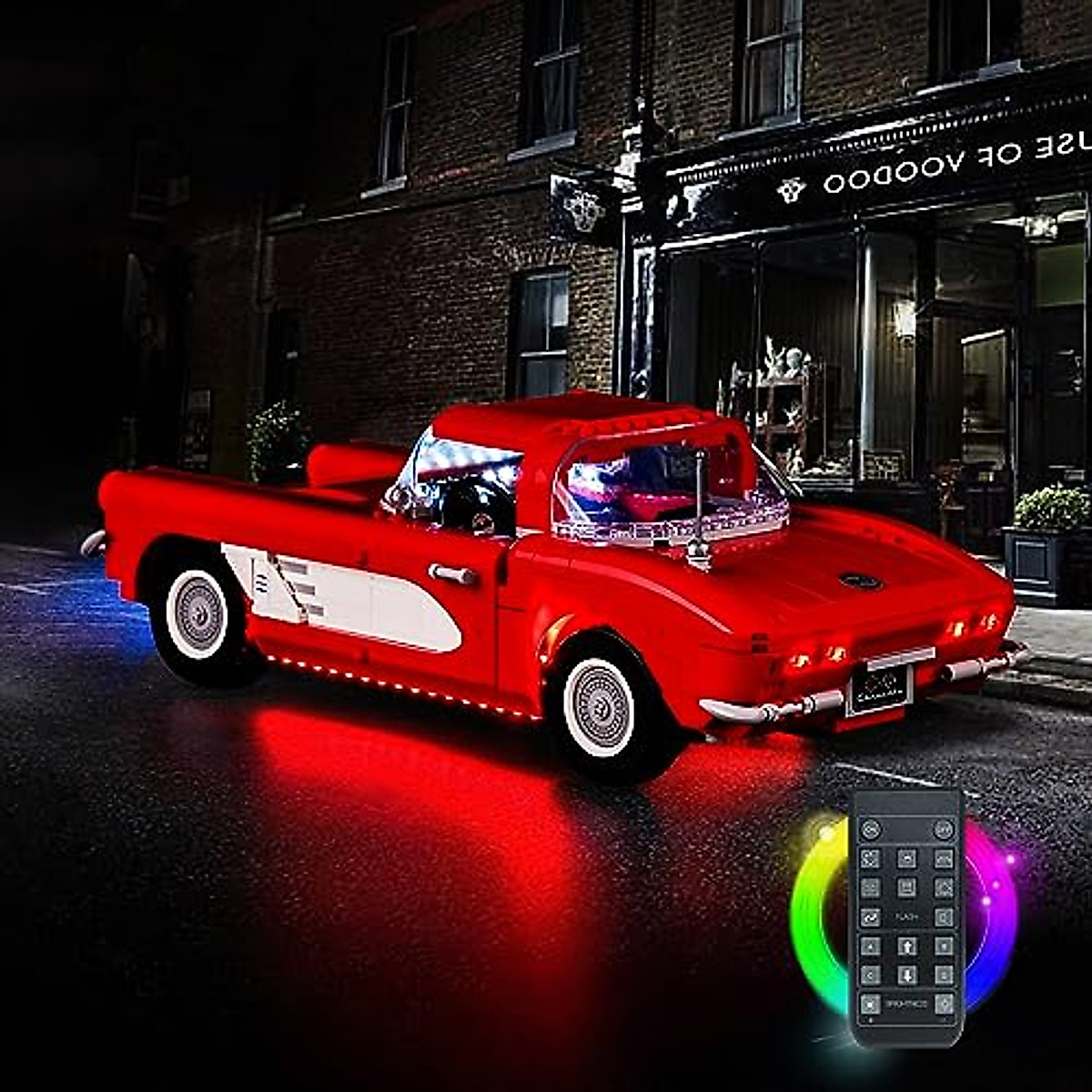 BrickBling LED Light Kit for Lego 10321 Chevrolet Corvette Toy Car, Remote Control Version Lighting Compatible with Lego Corvette- No Model Included