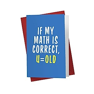 Funny Birthday Card for Men Women, Large 5.5 x 8.5 Happy Birthday Card for Him Her, Birthday Card for Dad Mom Husband Wife, 50th 60th 70th 80th Birthday Card, Karto U=Old