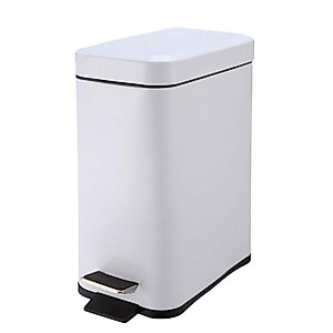 LUAN Trash Can Square Stainless Steel Kitchen Office Living Room Trash can,Foot Pedal Trash bin Removable Liner Plastic Waste bin, 5L/10L Waste Bin (Color : White-2, Size : 5L)