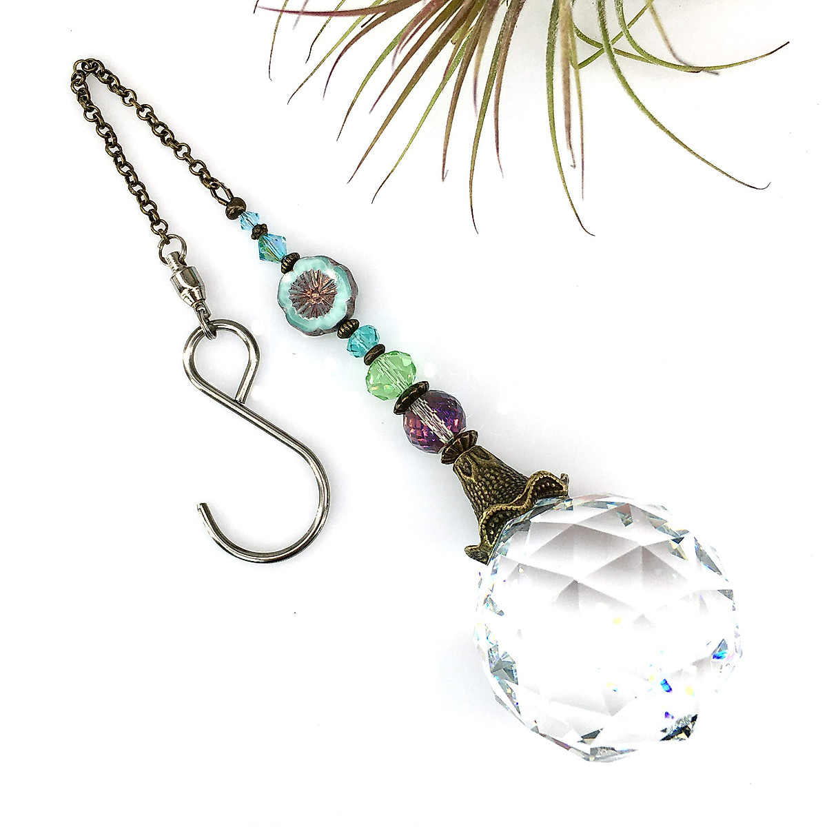 Elegant Handmade Crystal SunCatcher (40mm) Crystal Hanging for Windows, Garden, Gift, Family, Friends, Mom, Aunt, Grandma (Qty of 1, Length: 18 inches) | 2 Dirty Birds Boutique