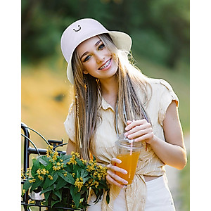 Xtinmee 36 Pcs Bucket Hats Bulk for Men Women White and Black Bucket Hats Unisex Summer Outdoor Travel Sun Hat Smiling Face Cute Cotton Cap Beach Fishing Hat for Teens Boys Fisherman