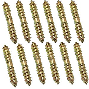 PZRT 12pcs 6x40MM Dowel Screw Zinc Plated Iron Double Ended Screw Self Tapping Furniture Screw