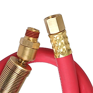 WYNNsky Rubber Lead-in Air Hose, 3/8" X 30" (1/4 in. MNPT Ball Swivel x 1/4 in. FNPT Ends), 300 PSI, Red Heavy Duty Air Compressor Lead- in Hose
