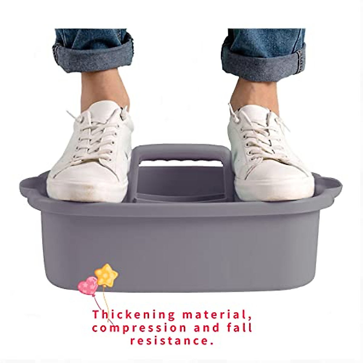 Hioffice Cleaning Caddy Large Plastic Storage Basket Shower Caddy Tote Organizer Basket with Handle, caddy for Cleaning Products, Bathroom, Kitchen, Garden, Garage, Tool, Cleaning Supplies, Gray