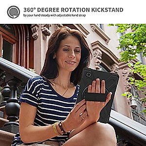 TSQ Case for Samsung Galaxy Tab A7 Lite 8.7" w/Glass Screen Protector Stand&Hand Strap | Heavy Duty Rugged Silicone Kids Case for Galaxy Tab A7 Lite 2021 SM-T220/T225/T227U | Black