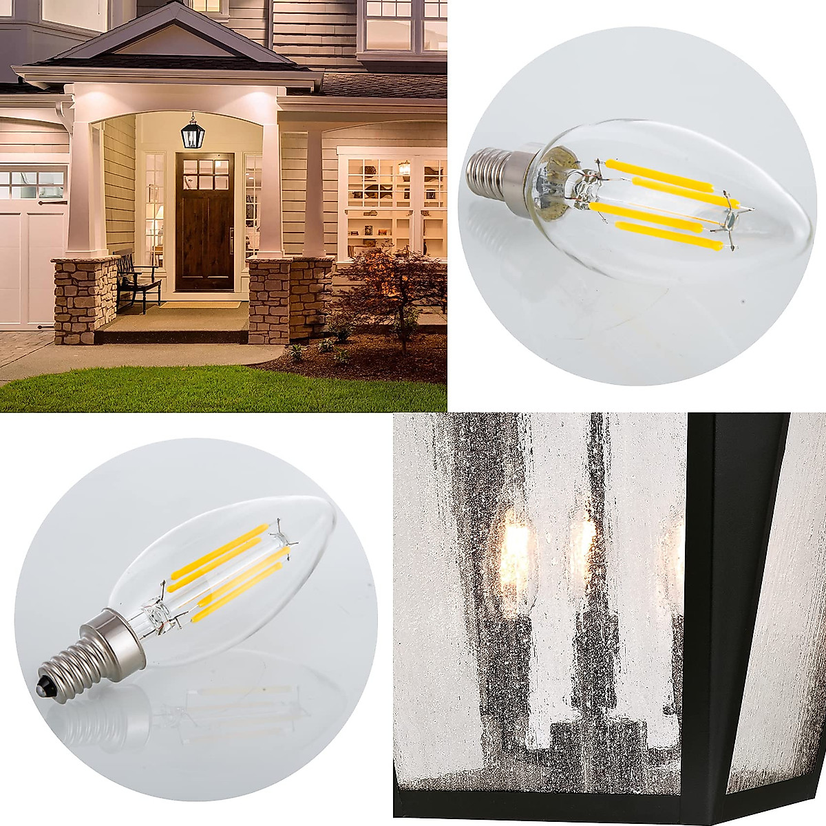 SHUWDKAR 12 Volt LED Candelabra Bulbs E12 Light Bulb 40 Watt Replacement Soft White 3000K, Low Voltage 12V 24V Candelabra Light Bulbs for RV, 3 Pack