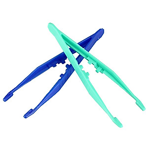 BinaryABC Disposable Plastic Tweezers Beads Medical Craft Tweezers,12Pcs(Blue and Green)